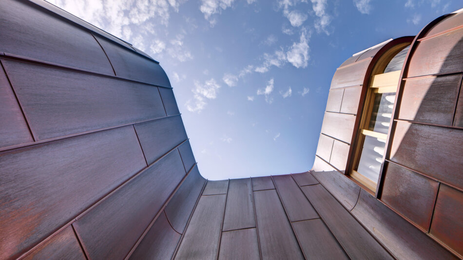 A copper-clad townhouse with a modern, light-filled interior